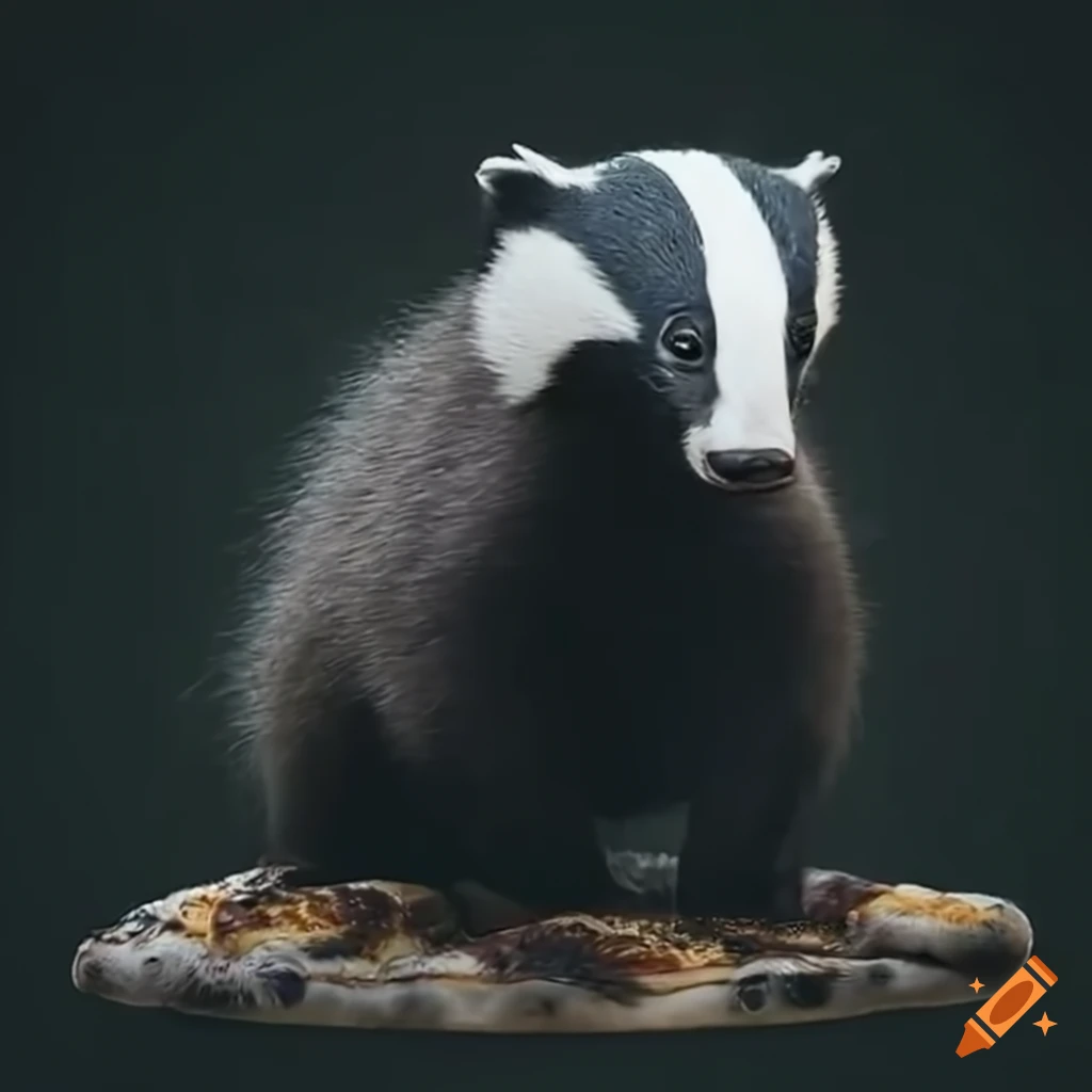 Badger ben brust sharing a pizza with a badger