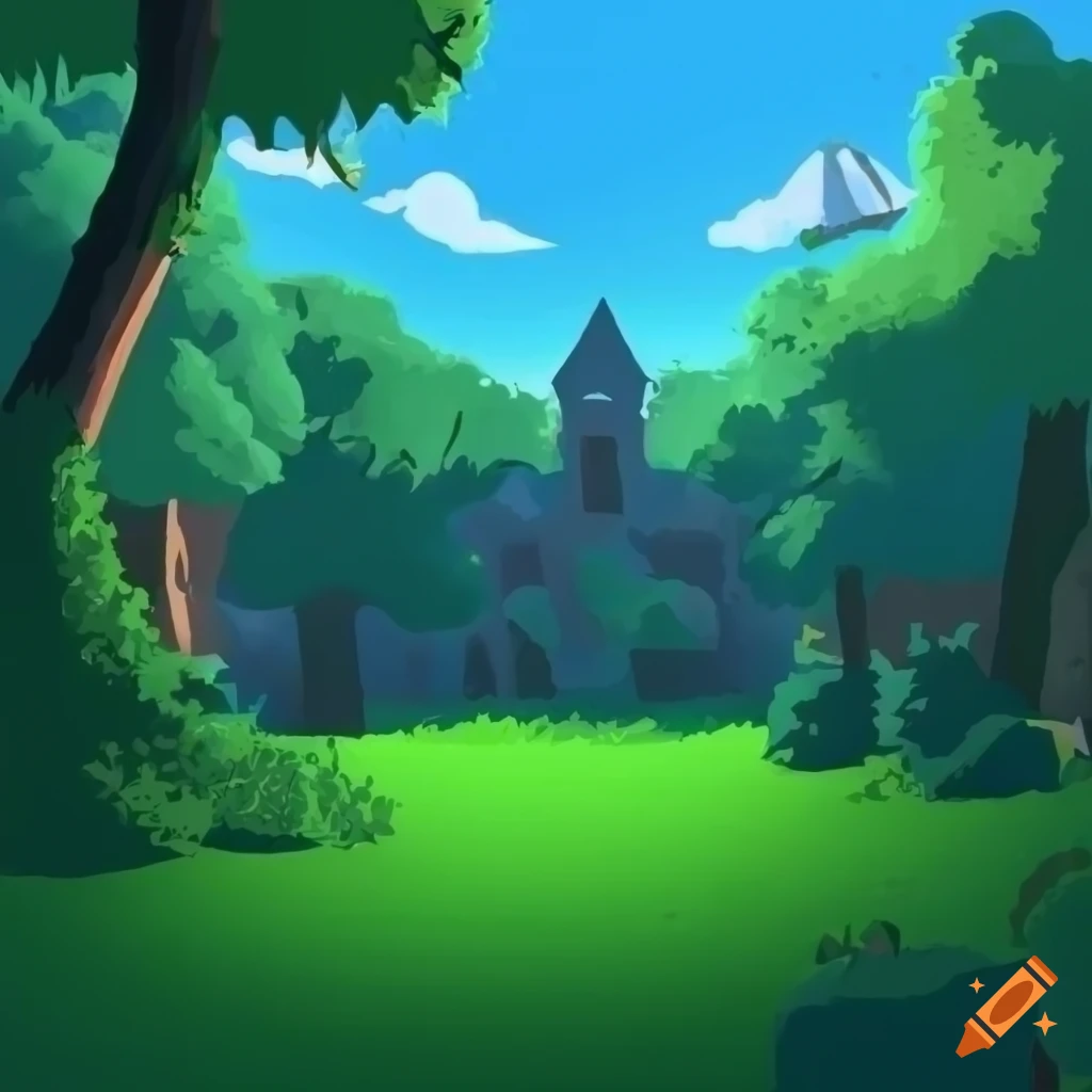 Cartoony background with looping trees