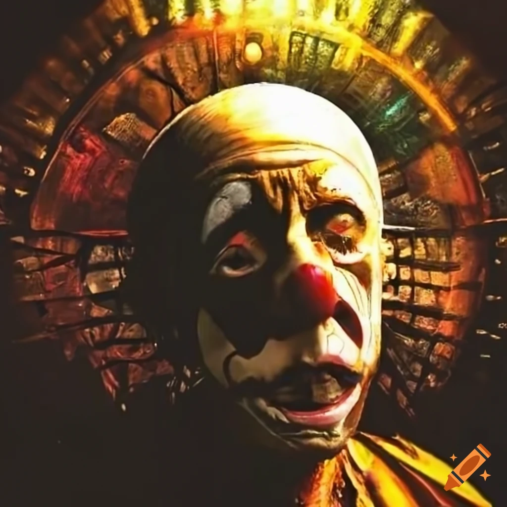 Surreal character design of a sacred clown on Craiyon