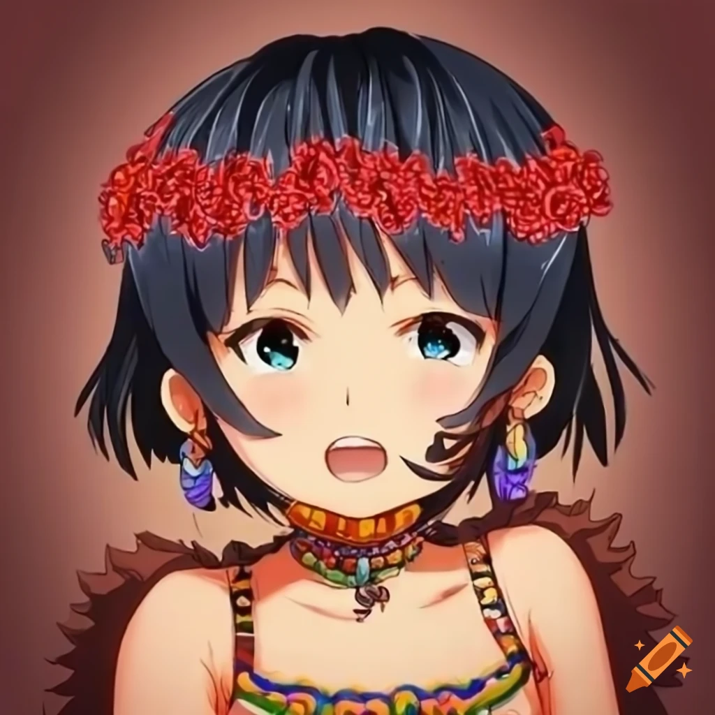 Anime illustration of an indigenous girl