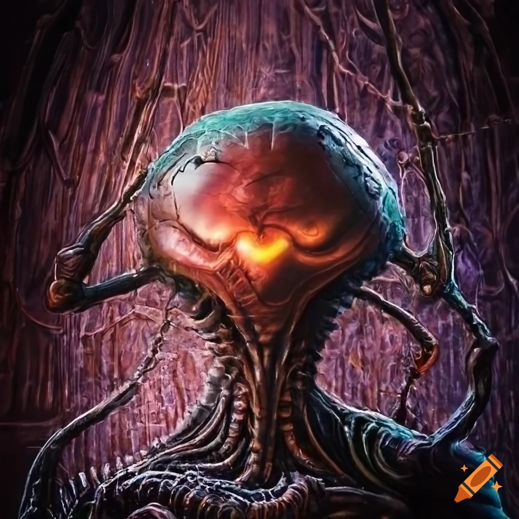 Dark and creepy alien game with slimy and oozing bubble tiles on Craiyon