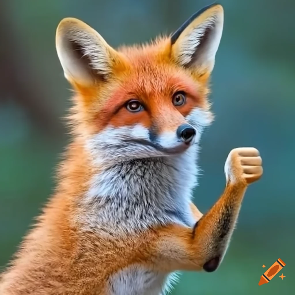 Funny fox giving thumbs up on Craiyon