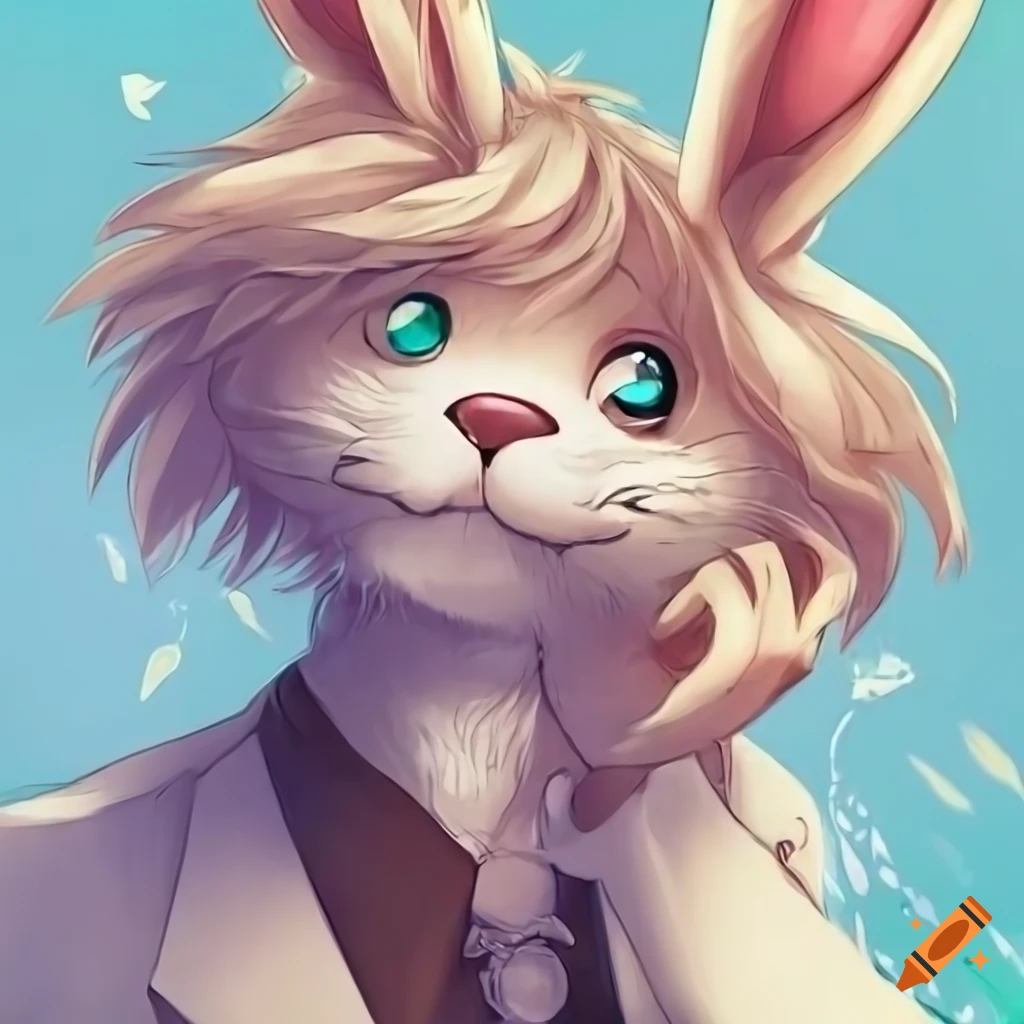 Classic anime illustration of a male anthro rabbit