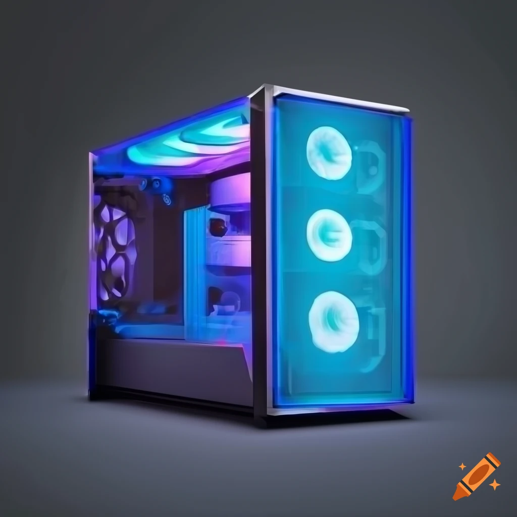 Silhouette of a computer case on black background on Craiyon