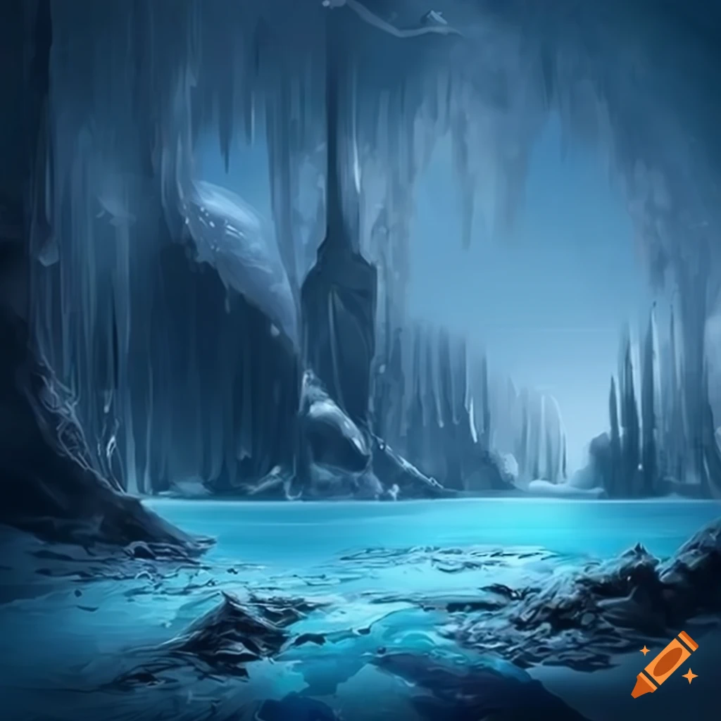 Fantasy art of icy ground and icicles