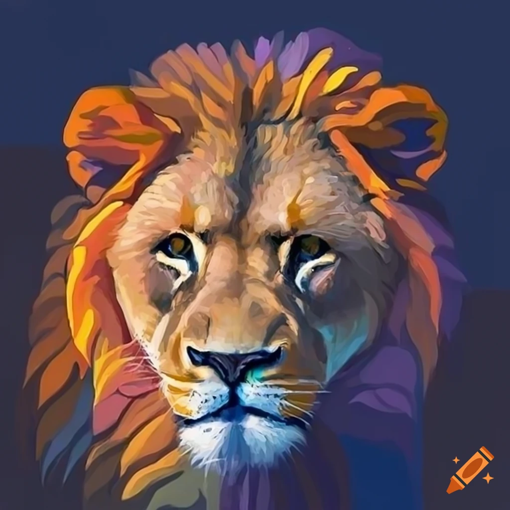 Impressionist painting of a fierce Lion on Craiyon