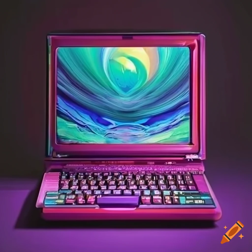 Colorful laptop with a fancy design on Craiyon