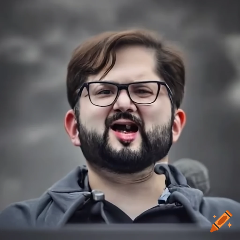 Portrait of gabriel boric looking up