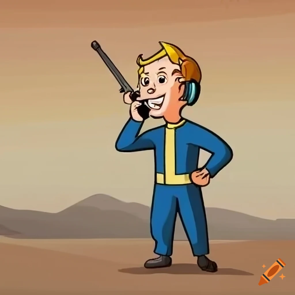 Cartoon-style Fallout Pip Boy in Afghanistan on Craiyon