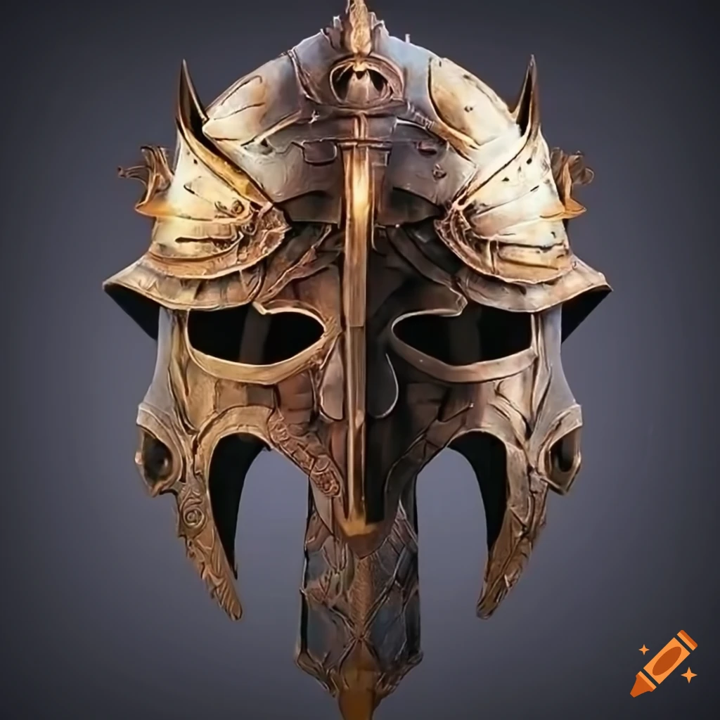 Symmetrical dragon helm illustration