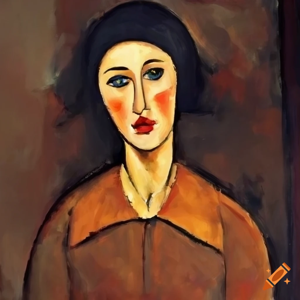 Portrait of a woman in modigliani style