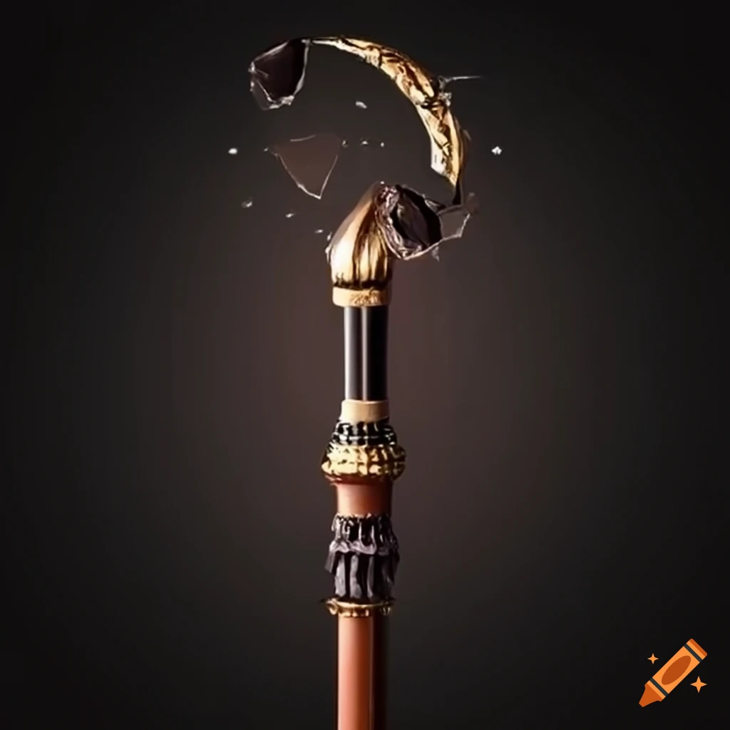 Time-traveling magic cane with broken crystal on Craiyon