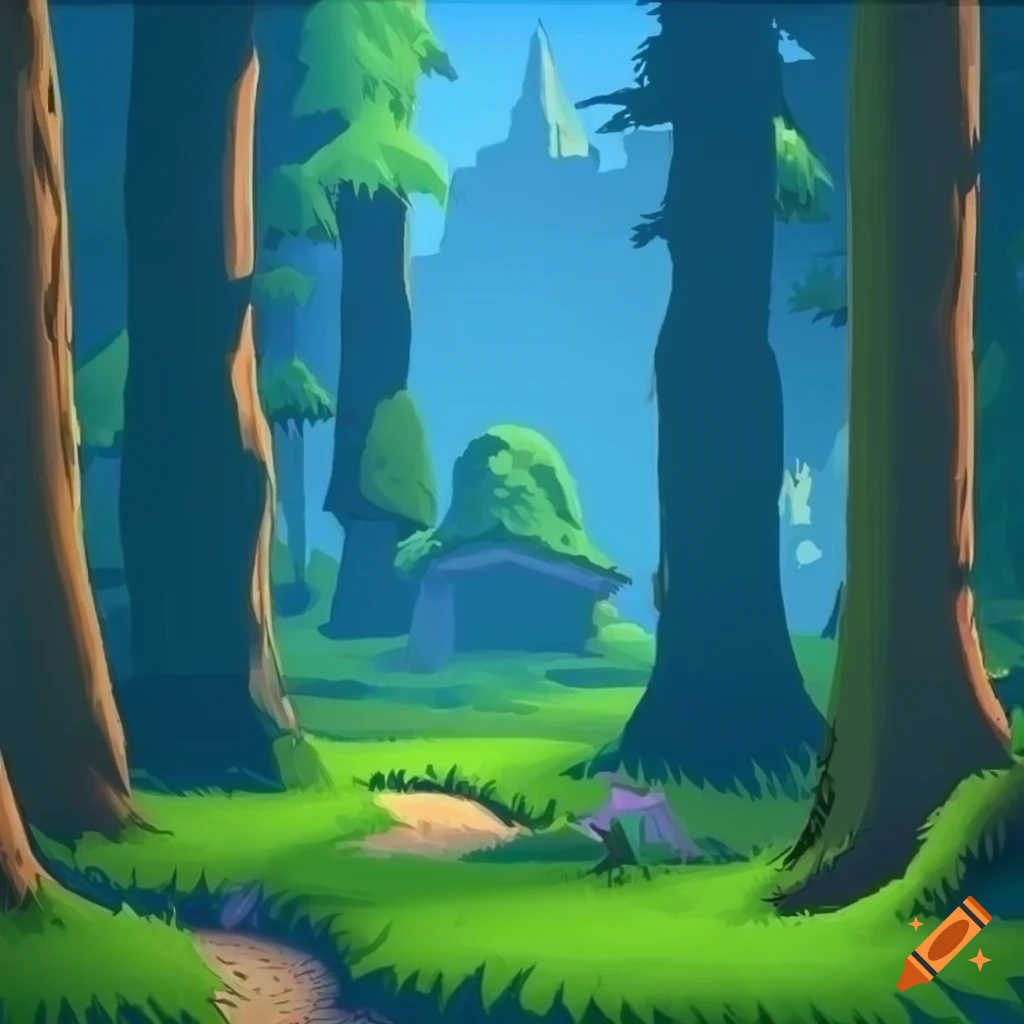 Cartoony background with looping trees