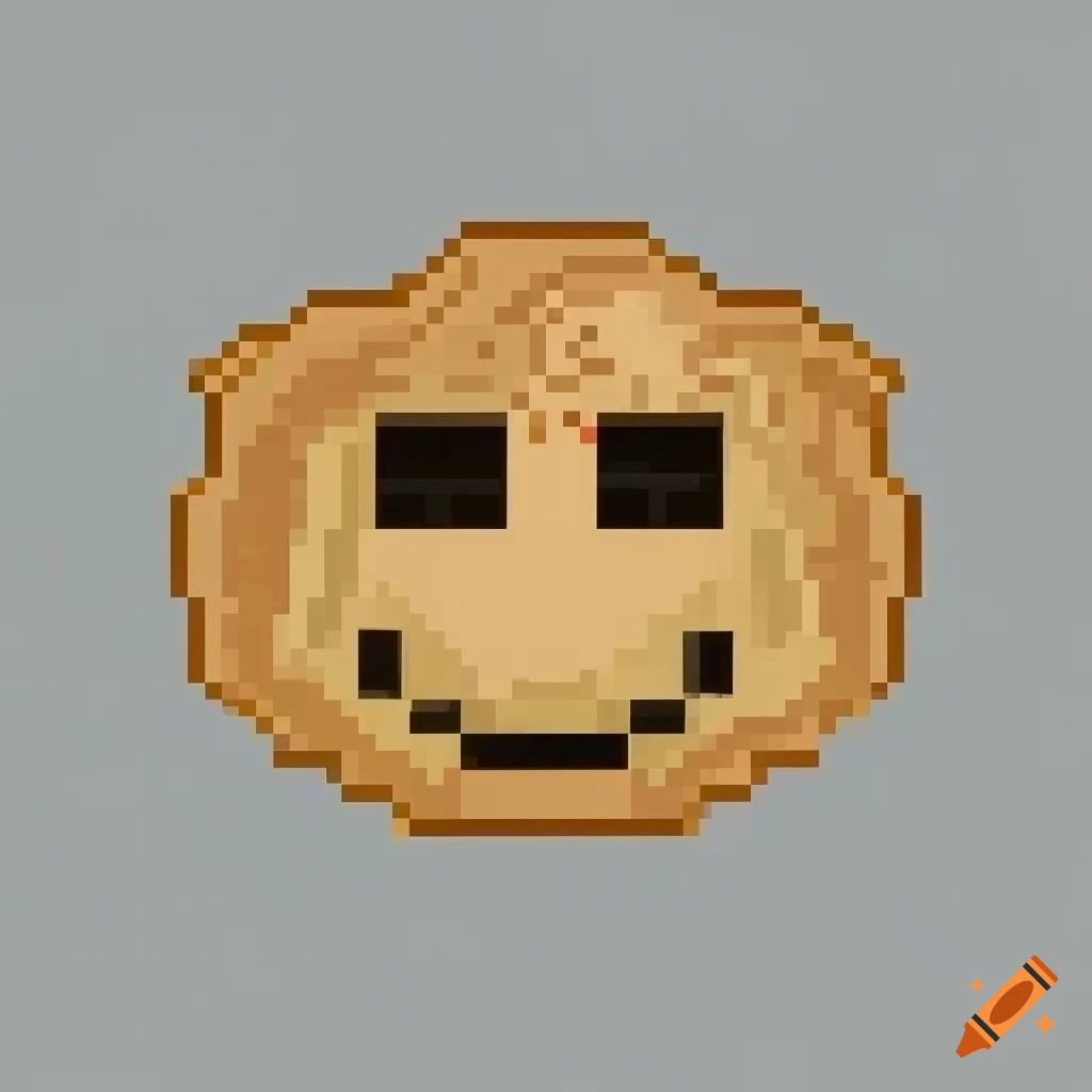 Pixel art of a smiling pie