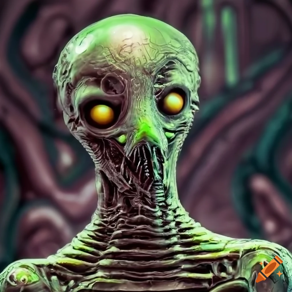 Dark and creepy alien game with slimy and oozing bubble tiles on Craiyon