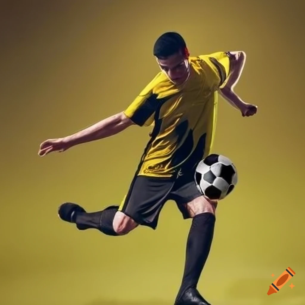 Soccer player in yellow and black kit