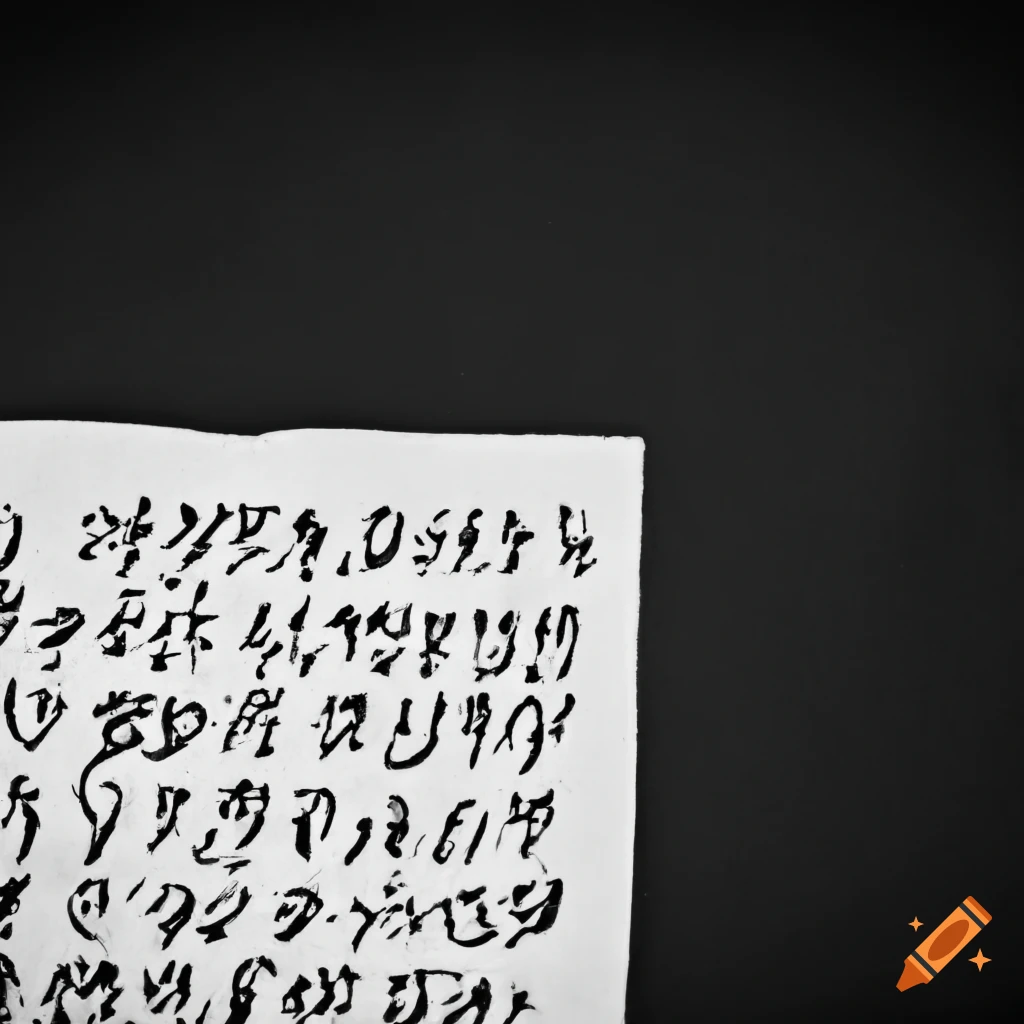 Ancient script written with ink on paper on Craiyon