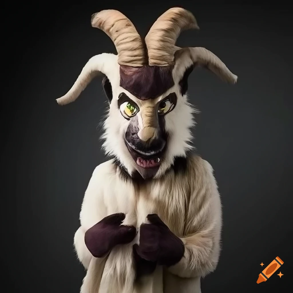 Fursuit of a big horned goat on Craiyon