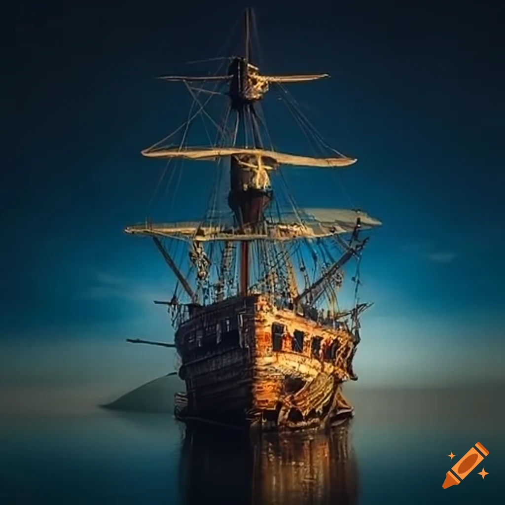 Fantasy pirate shipwreck scene