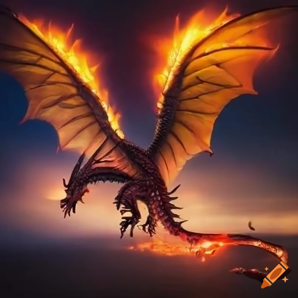 Fire-winged dragon artwork