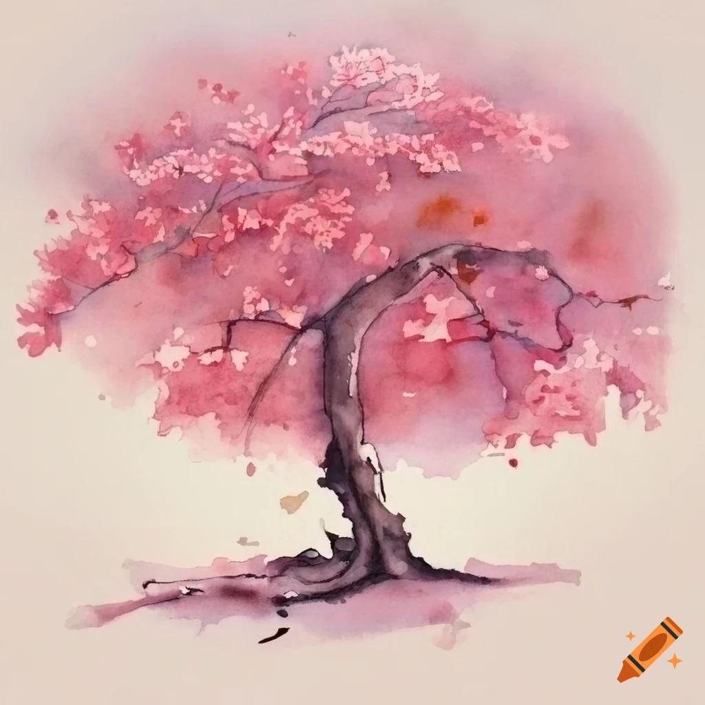 Japanese watercolour painting of a sakura tree on Craiyon