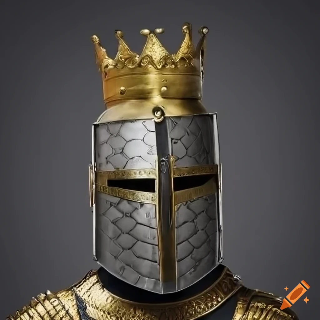 Photorealistic illustration of a medieval king in golden armor on Craiyon