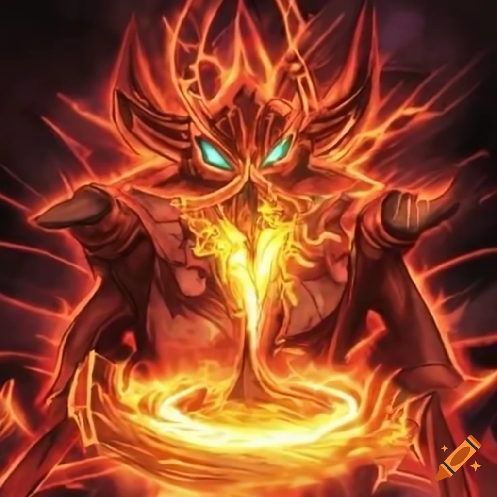 Illustration of a fire spell in a yu-gi-oh card