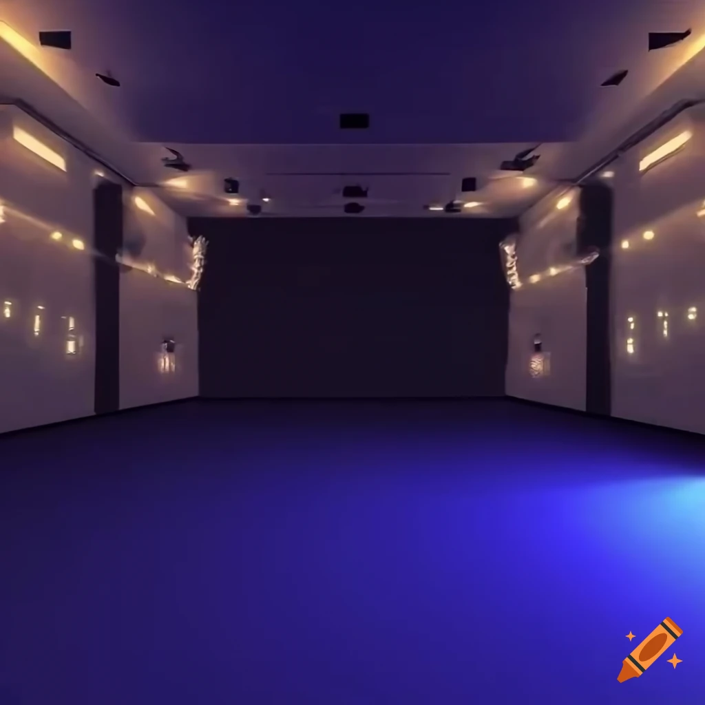 Low angle view of a realistic empty indoor room with Christmas ...