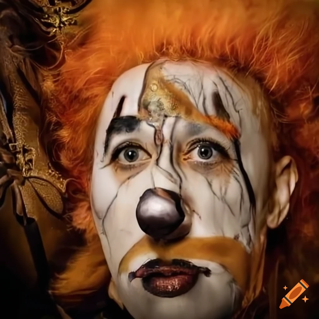 Surreal artwork of a sacred clown in a cosmic setting on Craiyon