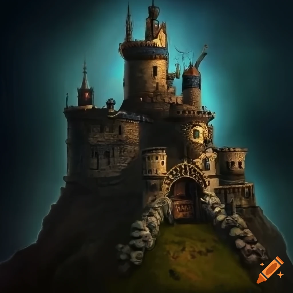 Steampunk castle on a hill