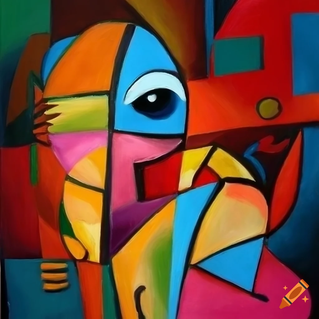 Cubism oil painting of stitch character on Craiyon