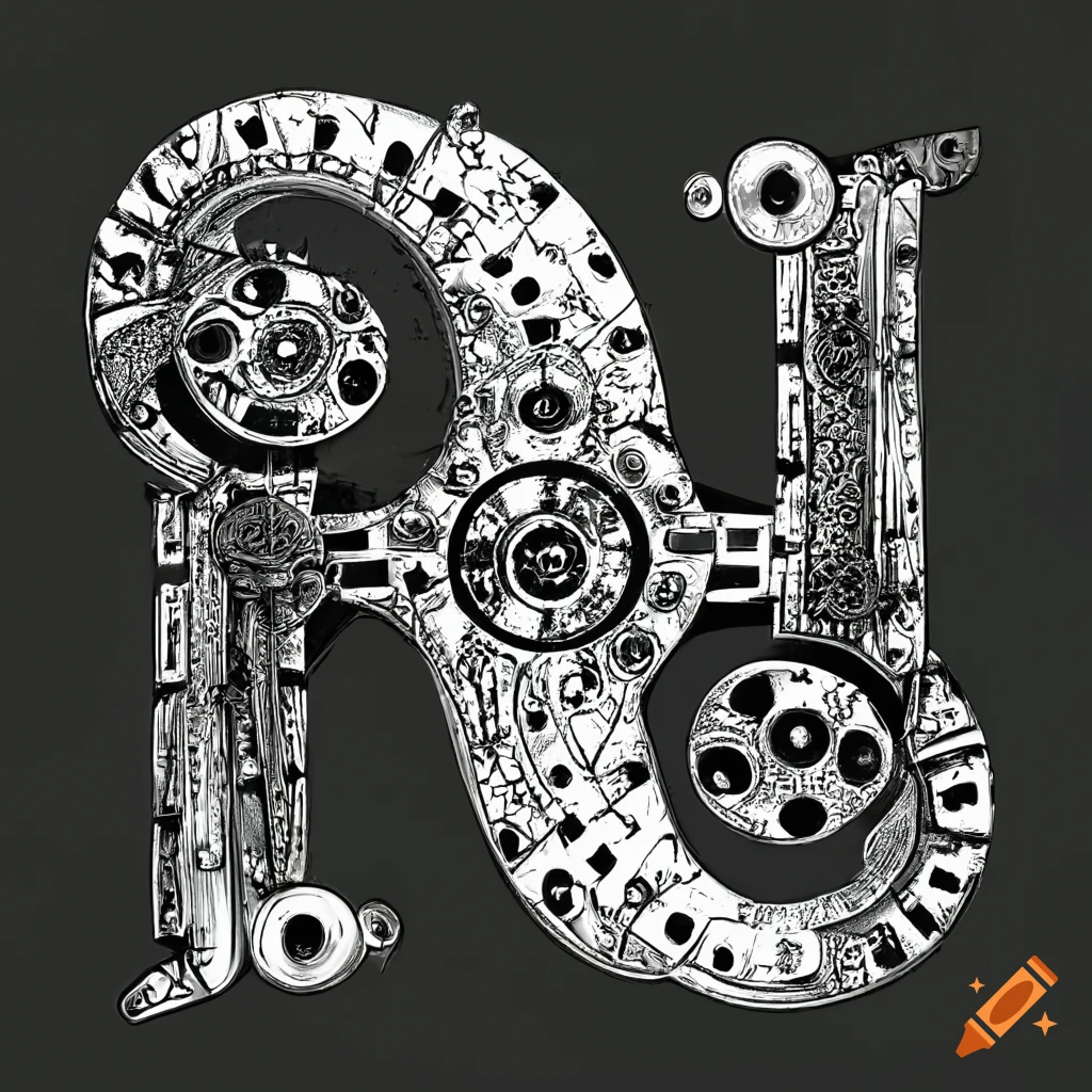 Vector image of steampunk letter n
