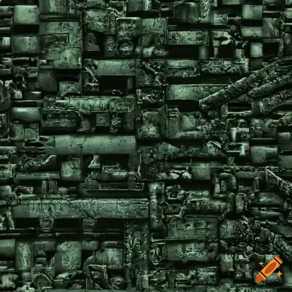 Dark alien game with futuristic wall tiles