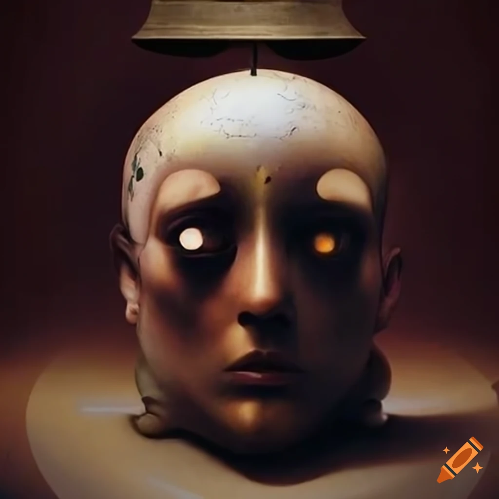 Surreal artwork of a person with a bell head