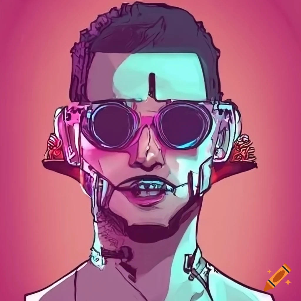 Digital artwork of a cyberpunk character