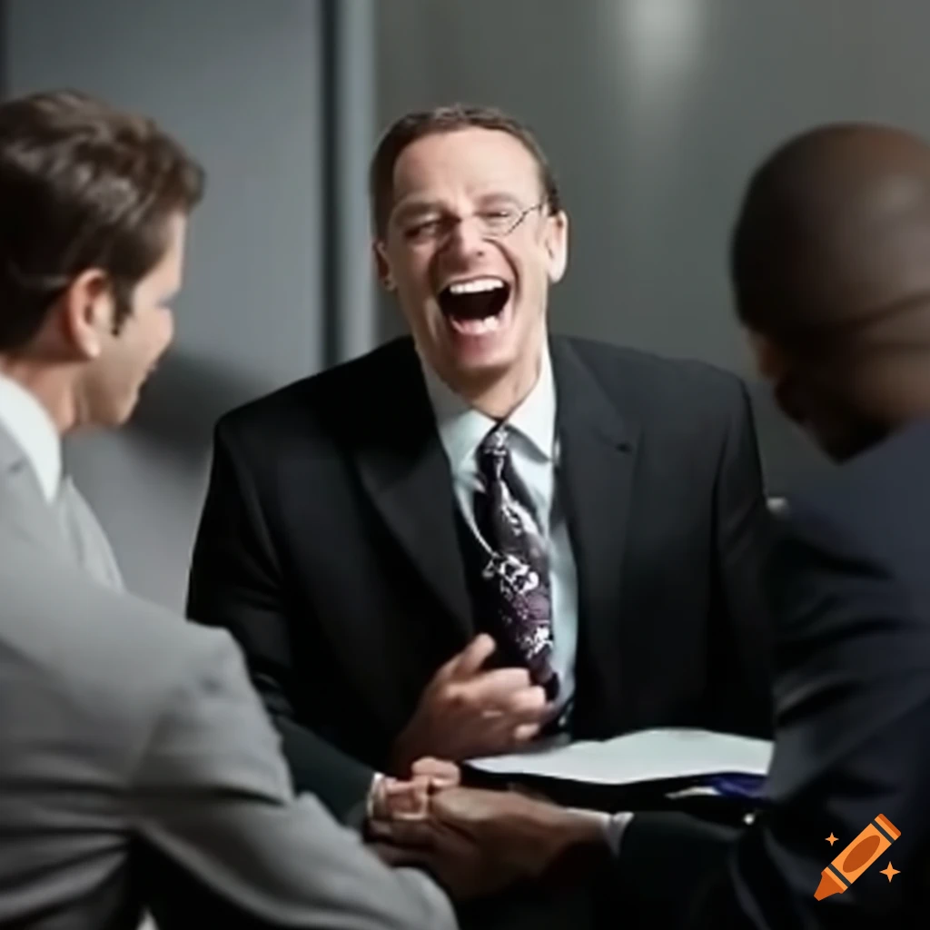 Humorous boardroom with laughing executives on Craiyon