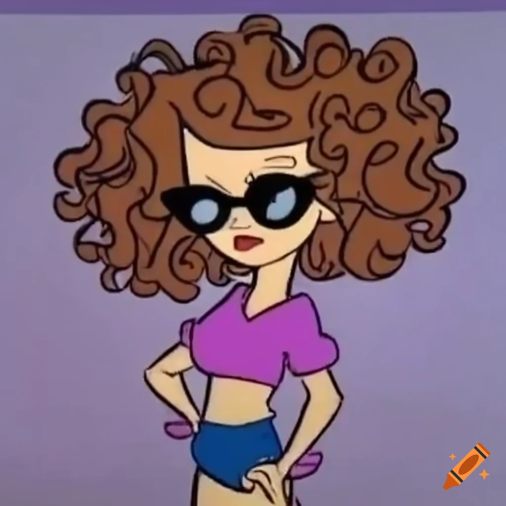 Johnny bravo cartoon character with brown curly hair and glasses on Craiyon