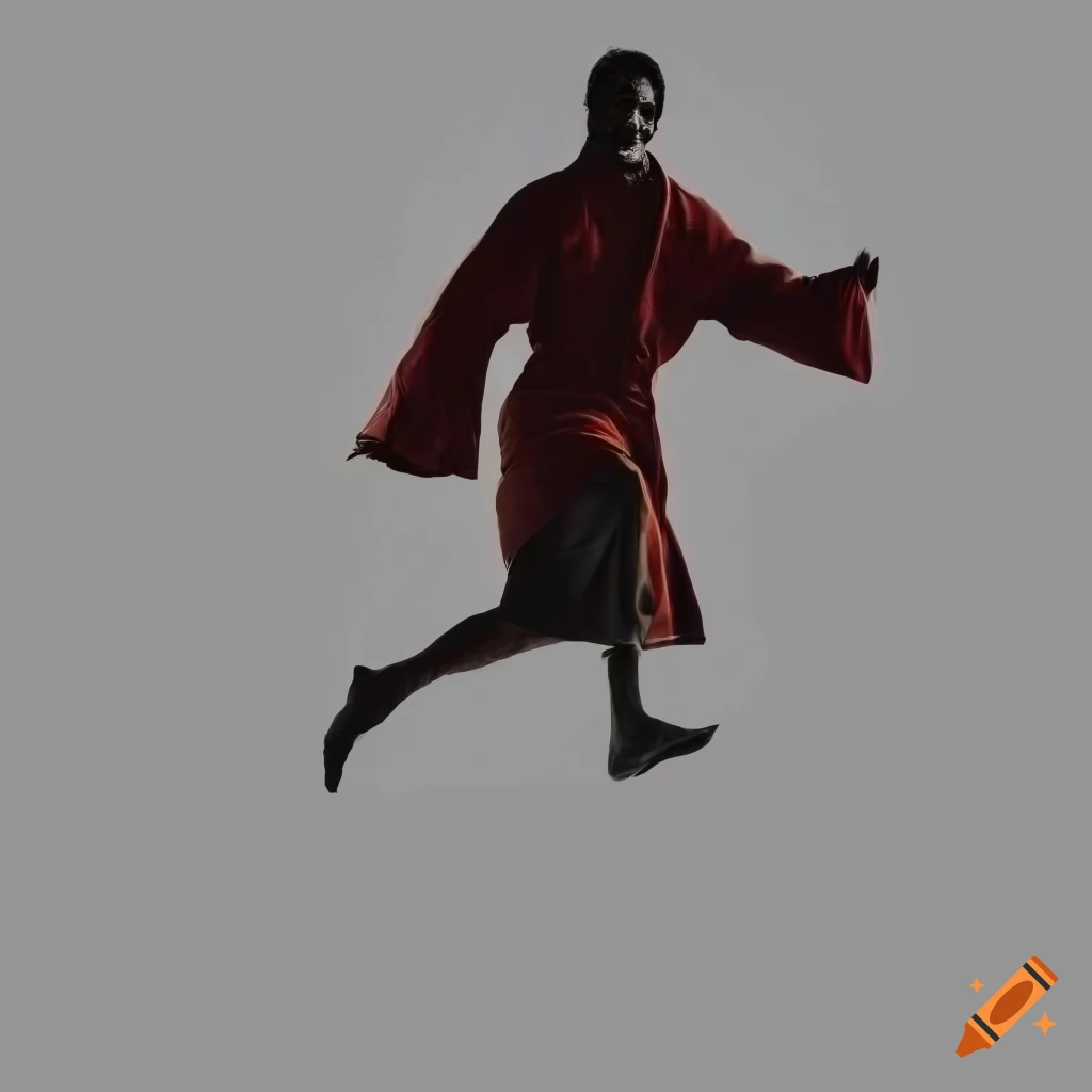 Silhouette of a man running in a robe