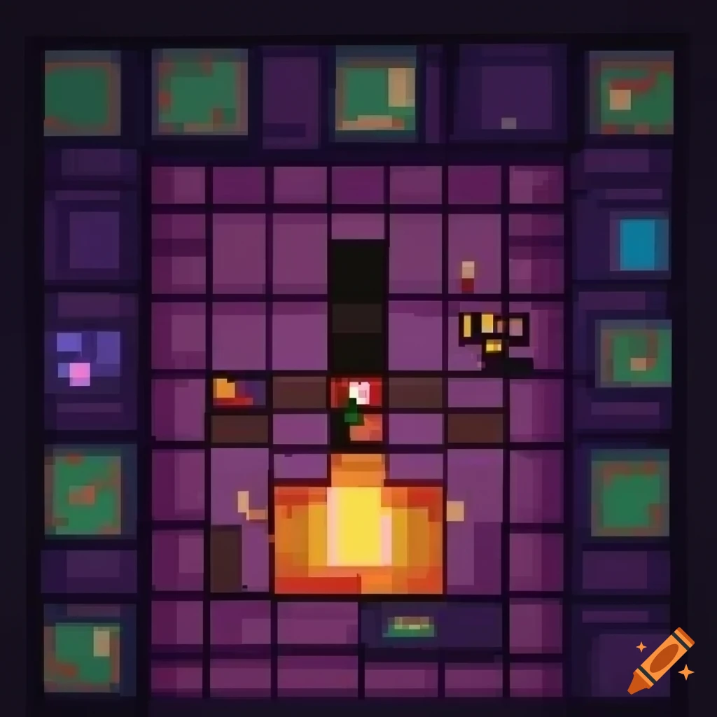 Top view pixel art of a magical room on Craiyon