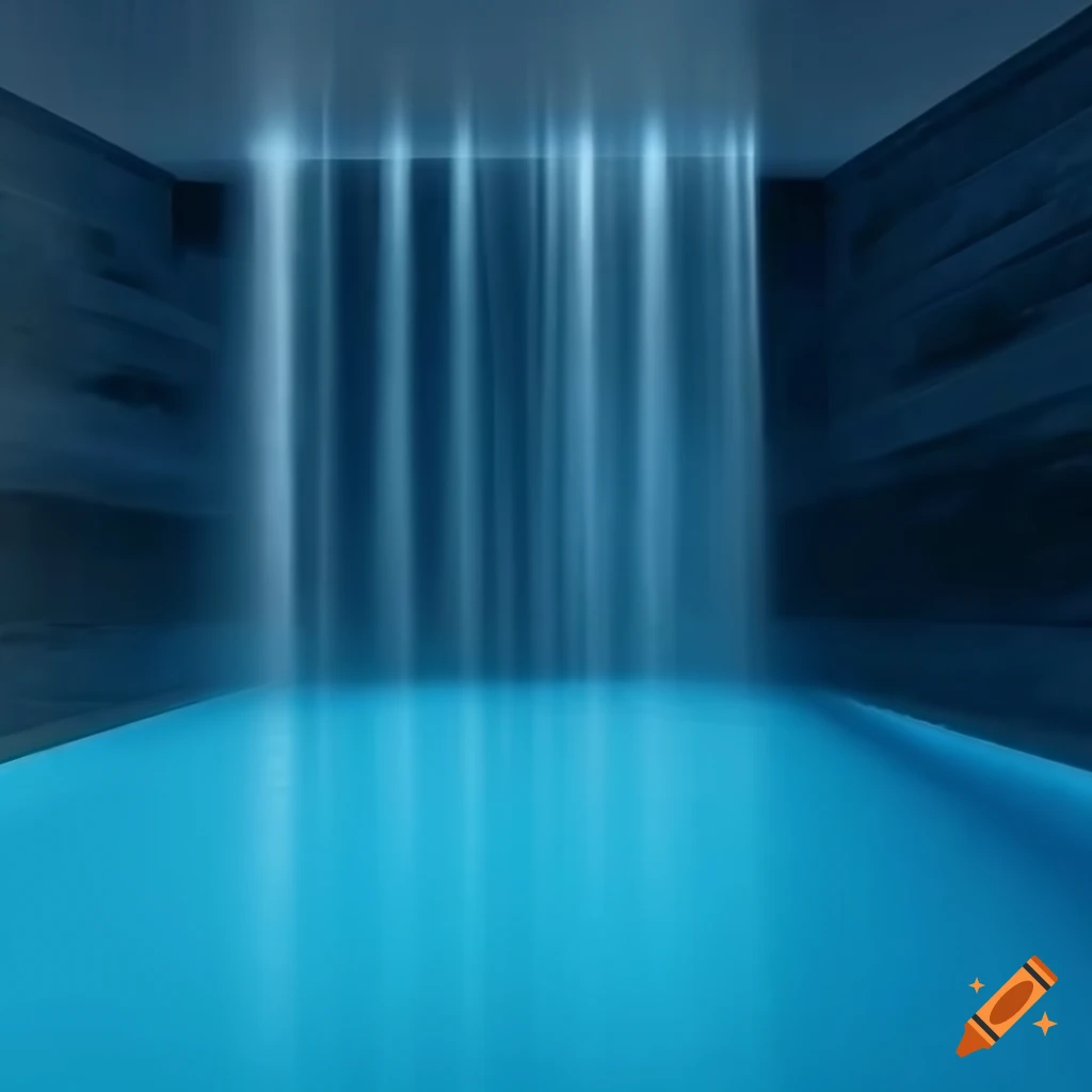 Architectural render of poolrooms with flowing waterfalls on Craiyon