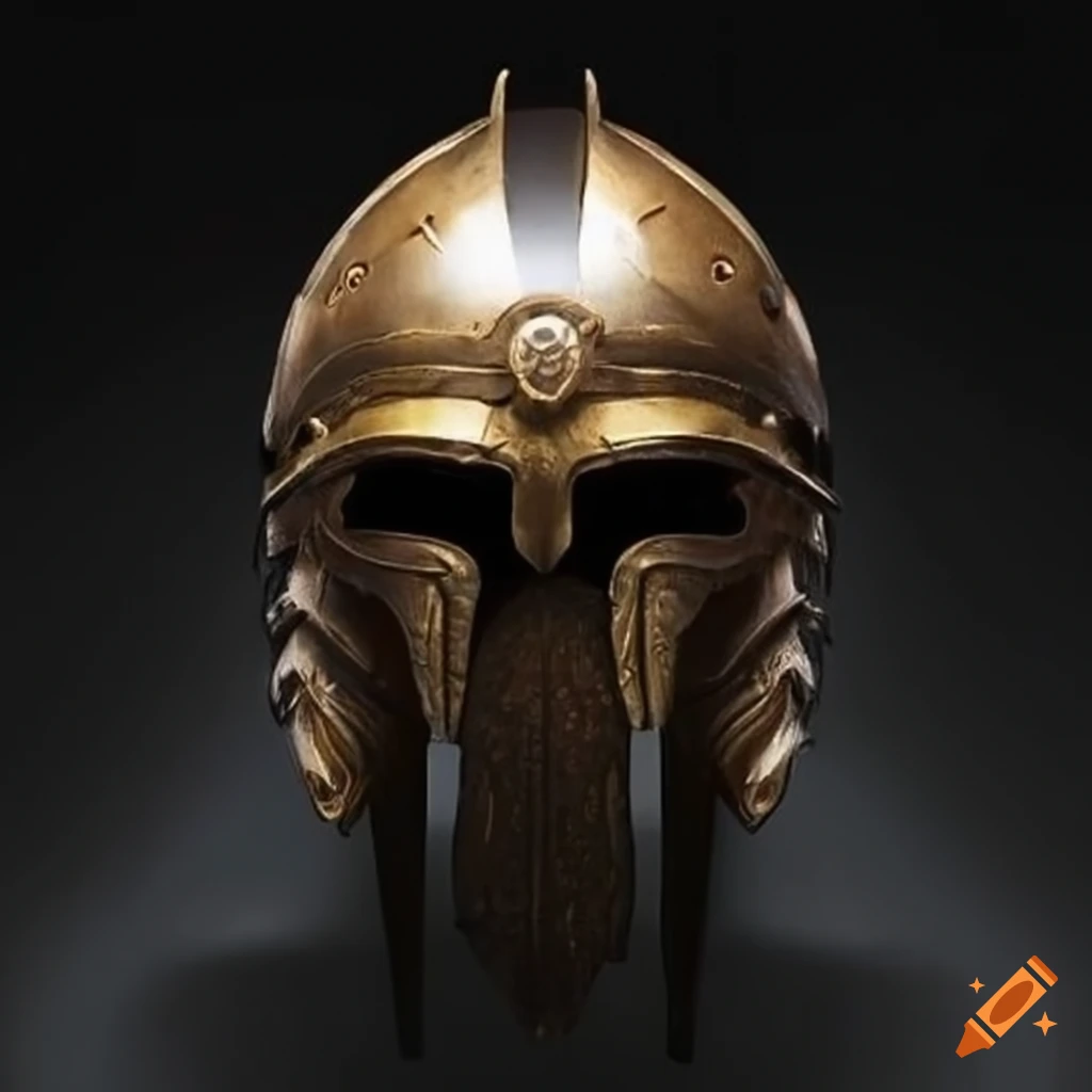 Intricate symmetrical battle helmet on Craiyon