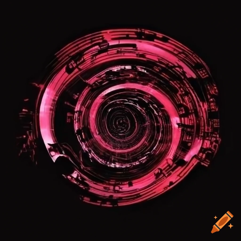 Sheet music with bleeding notes in a circular arrangement