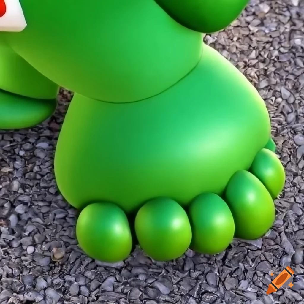 Close-up of yoshi's green feet