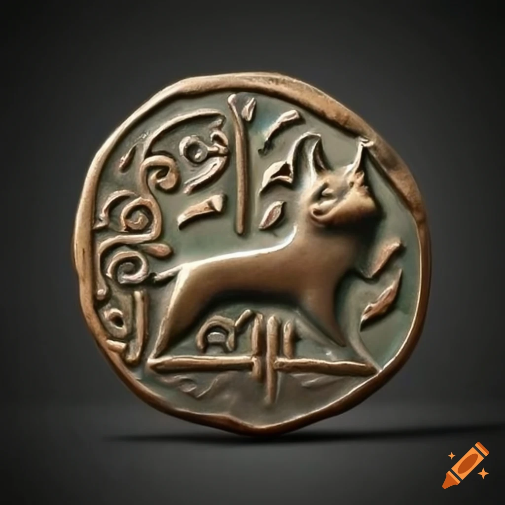 Bronze coin with a depiction of a wolf