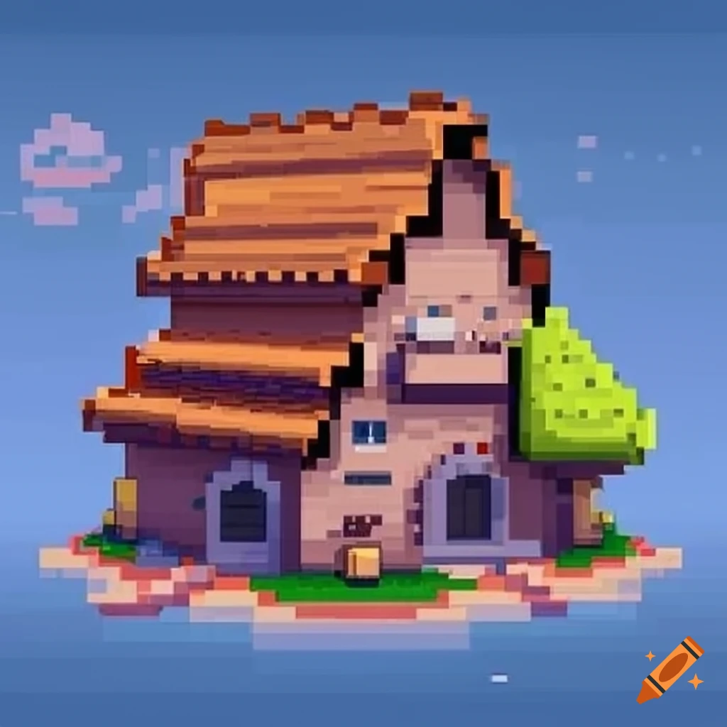 Pixel art of a pokemon-themed house