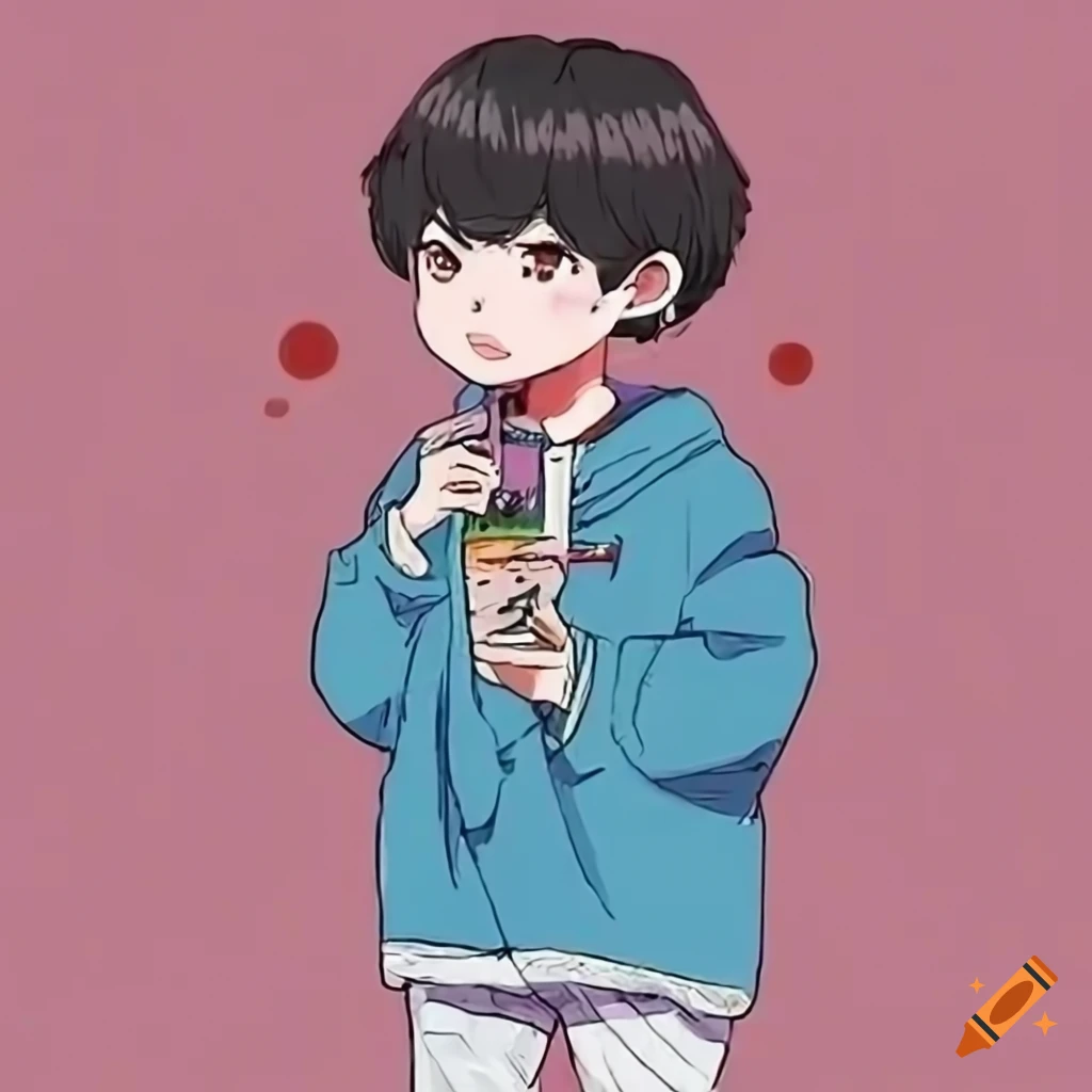 Cartoon of v from bts