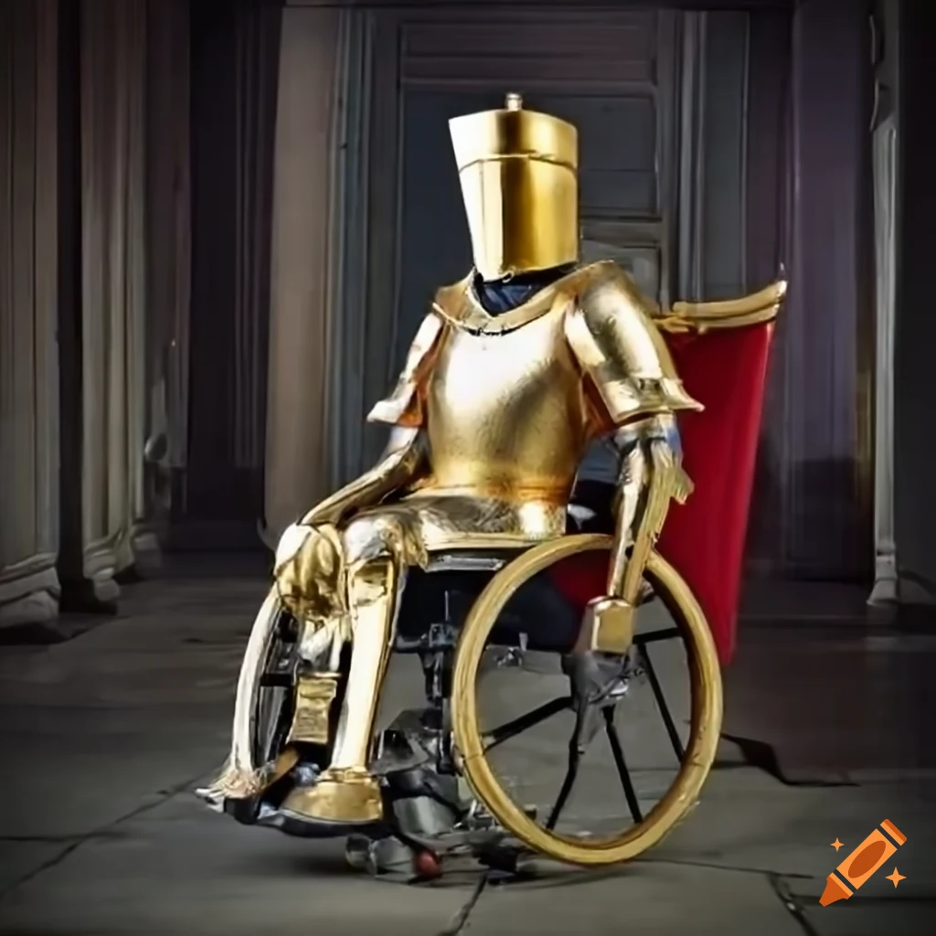 Image of a paladin in golden armor in a wheelchair