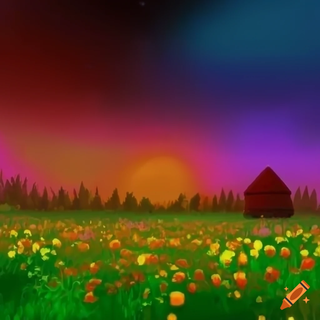 Vibrant flower field in nintendo 64-style graphics on Craiyon