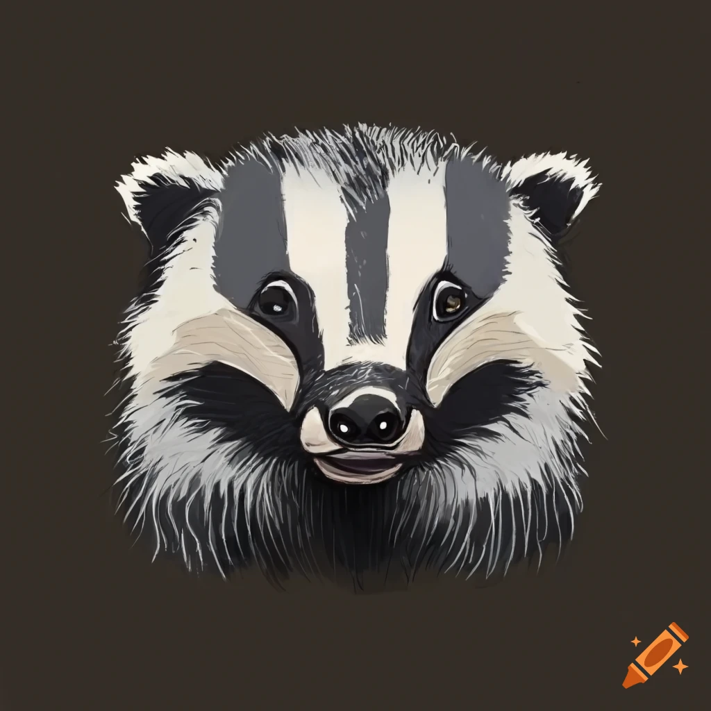 Illustration of an angry badger's head on Craiyon