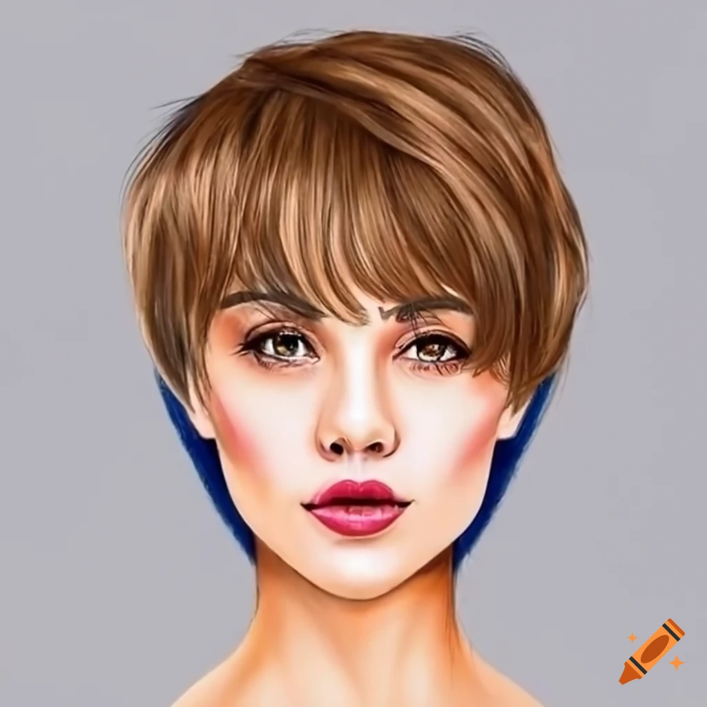 Portrait of a girl with a pixie cut facing sideways on Craiyon